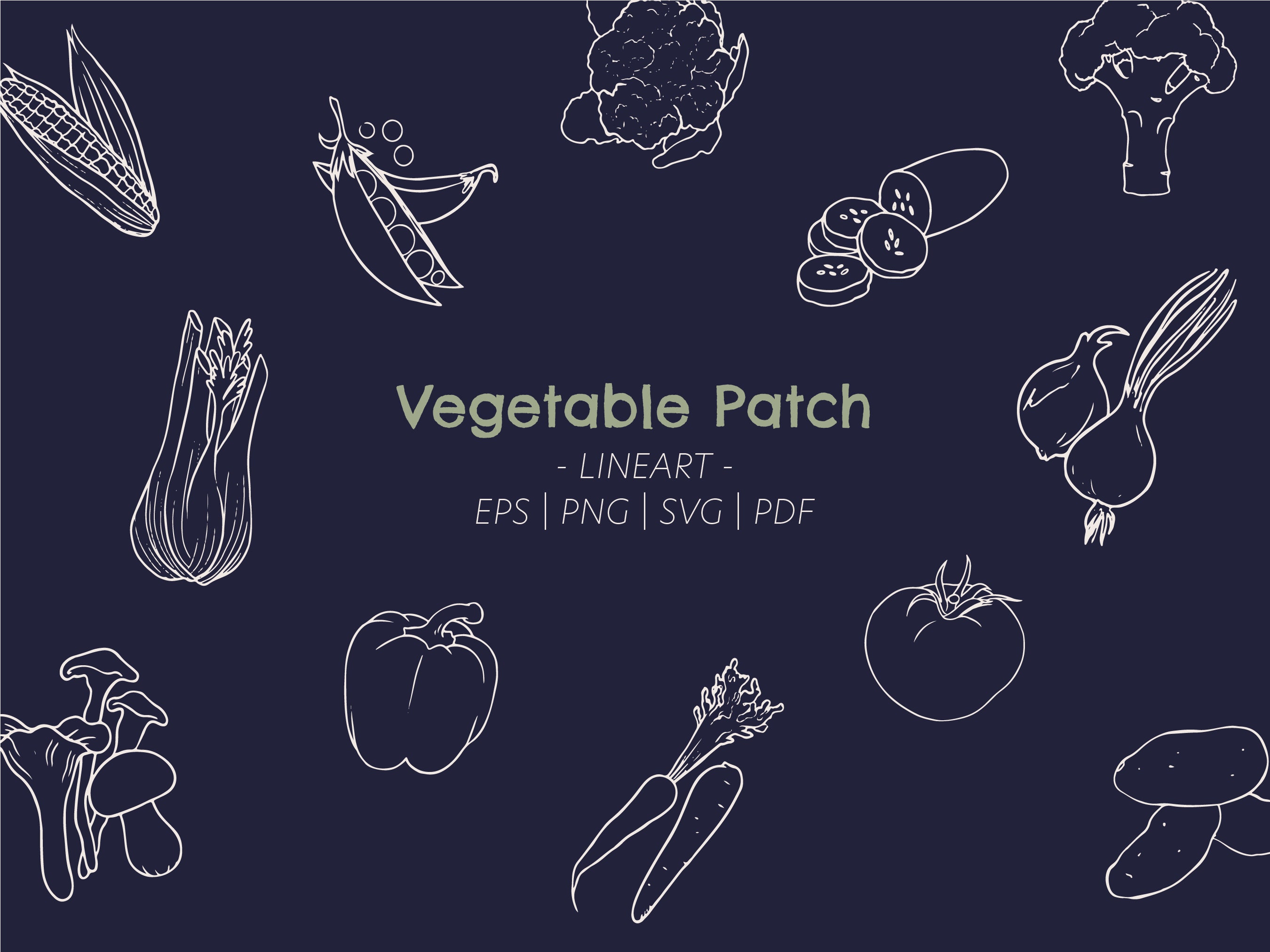 Vegetable Svg Bundle / Food Clipart / Minimalistic Food Svg / - Etsy