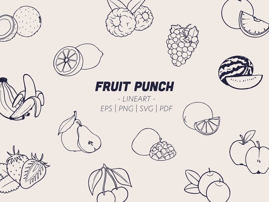 Tropical Fruit Clipart / Food Illustration Bundle/ Banana Apple Berry ...
