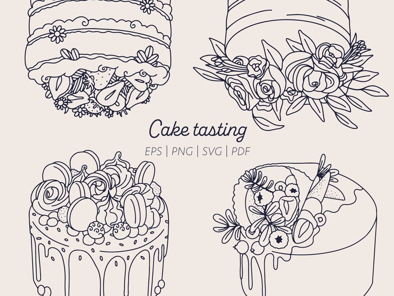 Cake Clipart Bundle / Birthday Cake Cutfile / Decorated Cake ...