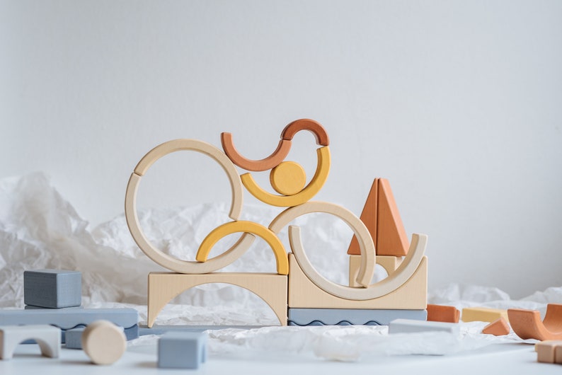 Wooden Stacking Toys Unique Building Blocks New Baby Gift - Etsy