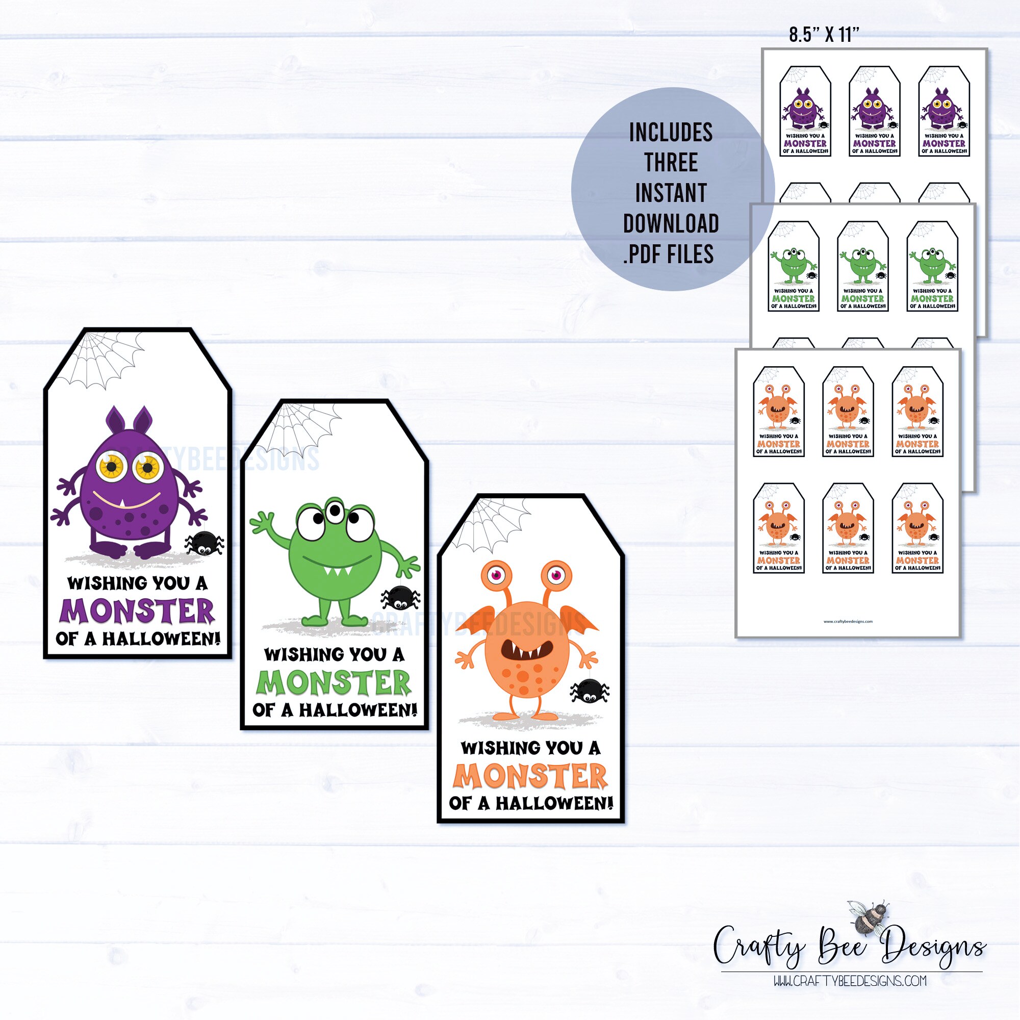 Monster Halloween Gift Tag Printable Halloween Tags | Etsy