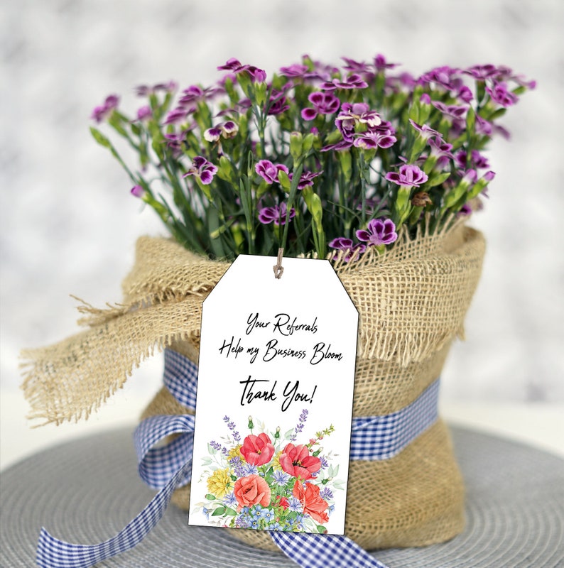 Referral Thank You Tag Referrals Make my Business Bloom Tag | Etsy
