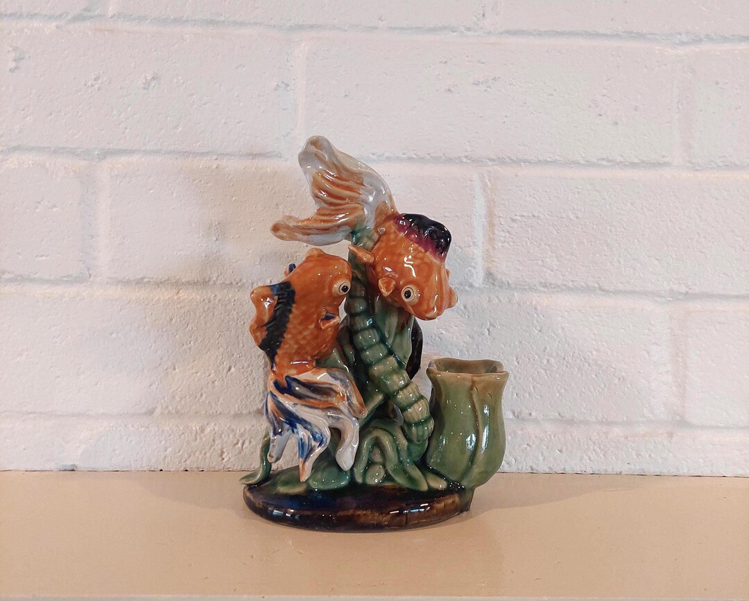 Vintage Ceramic Fantail Goldfish Planter Intertwined, Swimming Fish - Etsy