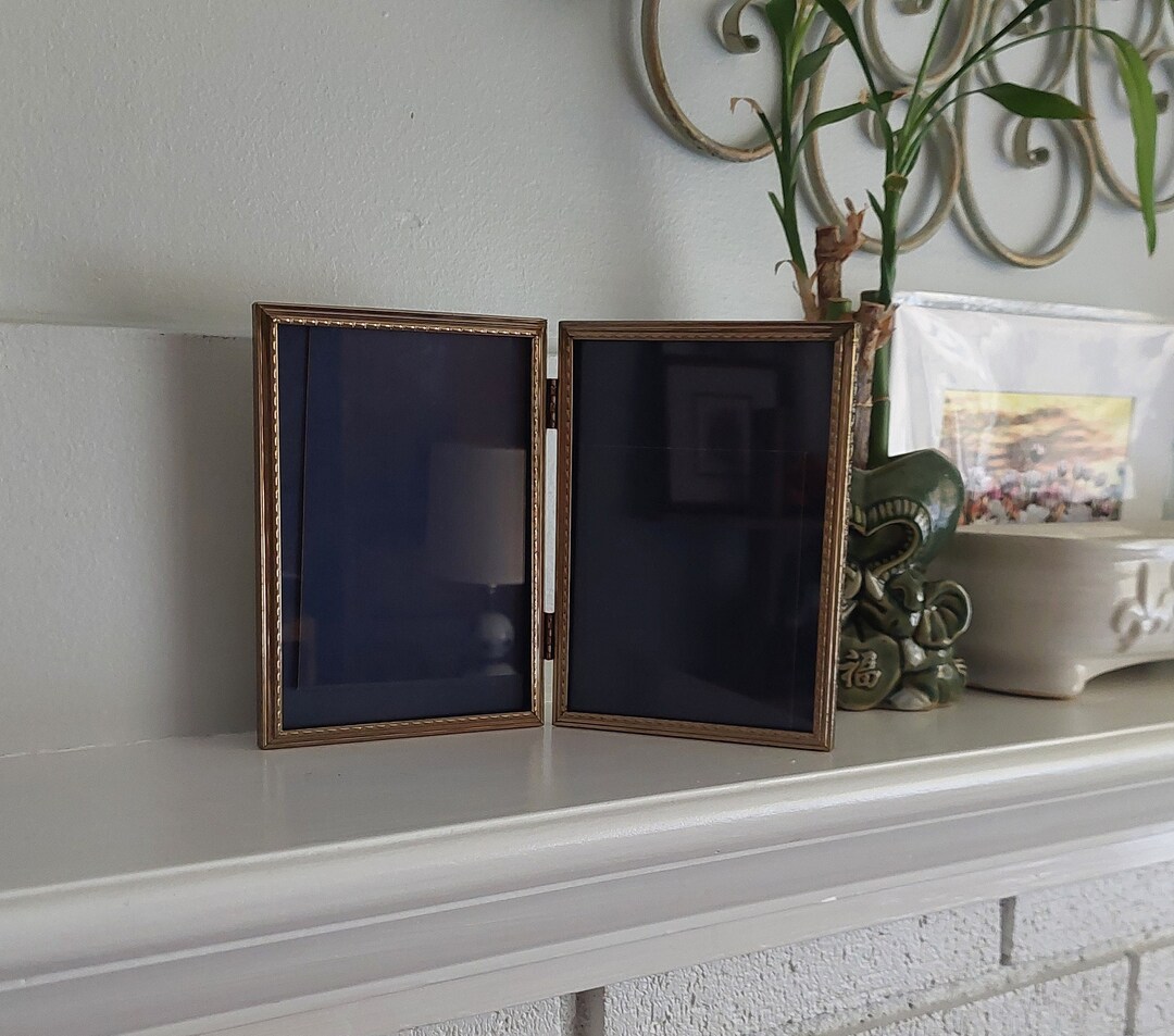 Vintage Bi-fold Metal Gold Tone 5x7 Metal Picture Frame - Etsy