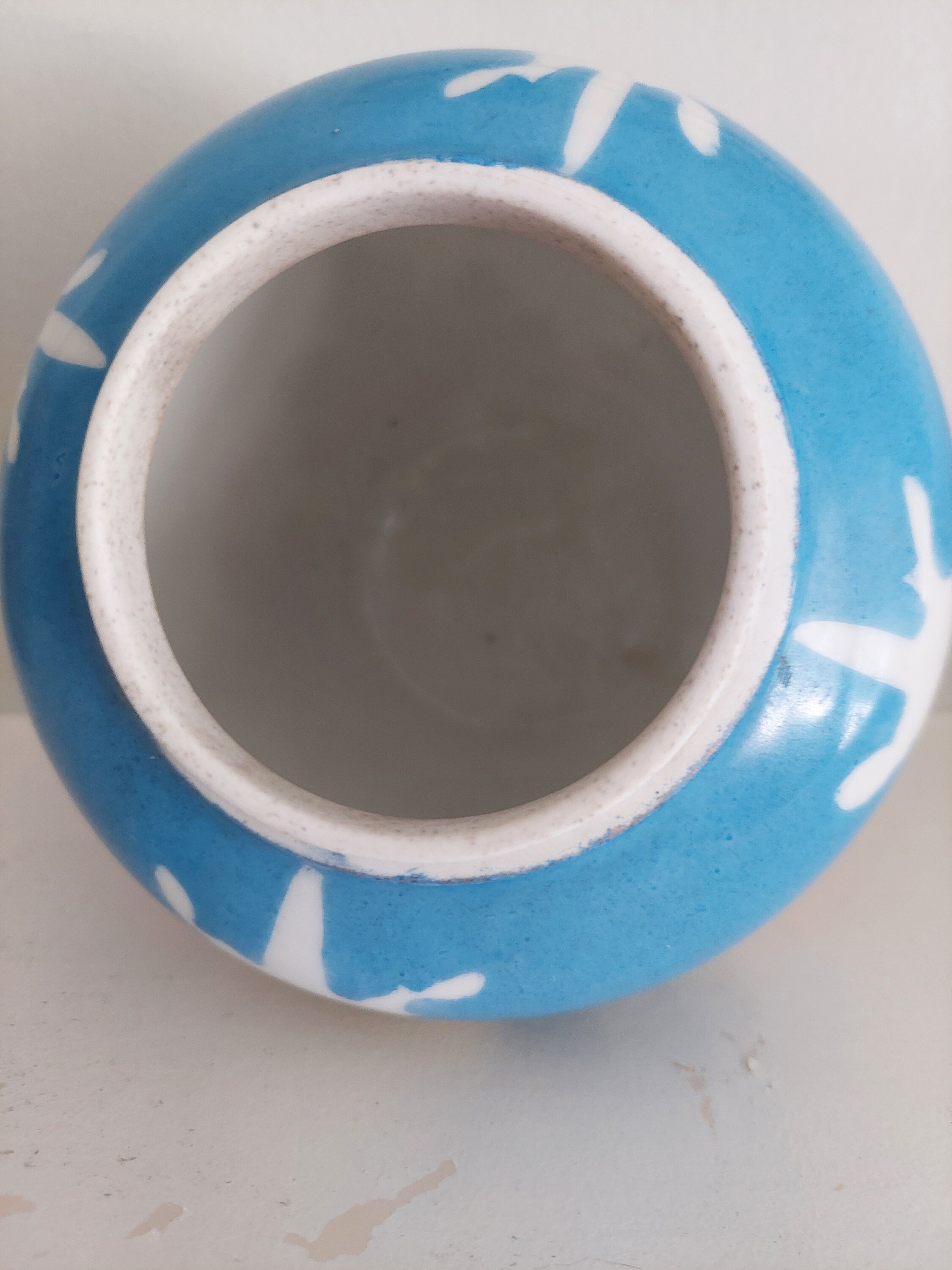 Marx and Gutherz Carlsbad Ceramic Vase Ginger Jar Leaf Pattern Blues ...