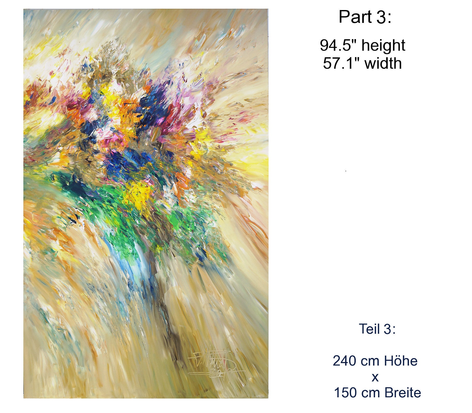 Three Part Abstract Painting on Canvas Original Handmade - Etsy