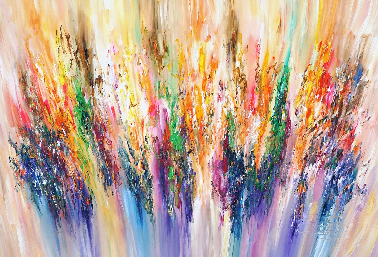 Vivid Abstract Artwork, 61.0" X 41.3". Abstract Colorful Original , Big ...