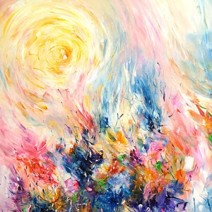 Bright Abstract Painting, 57.1" X 41.3". Original XL, Acrylic on Anvas ...