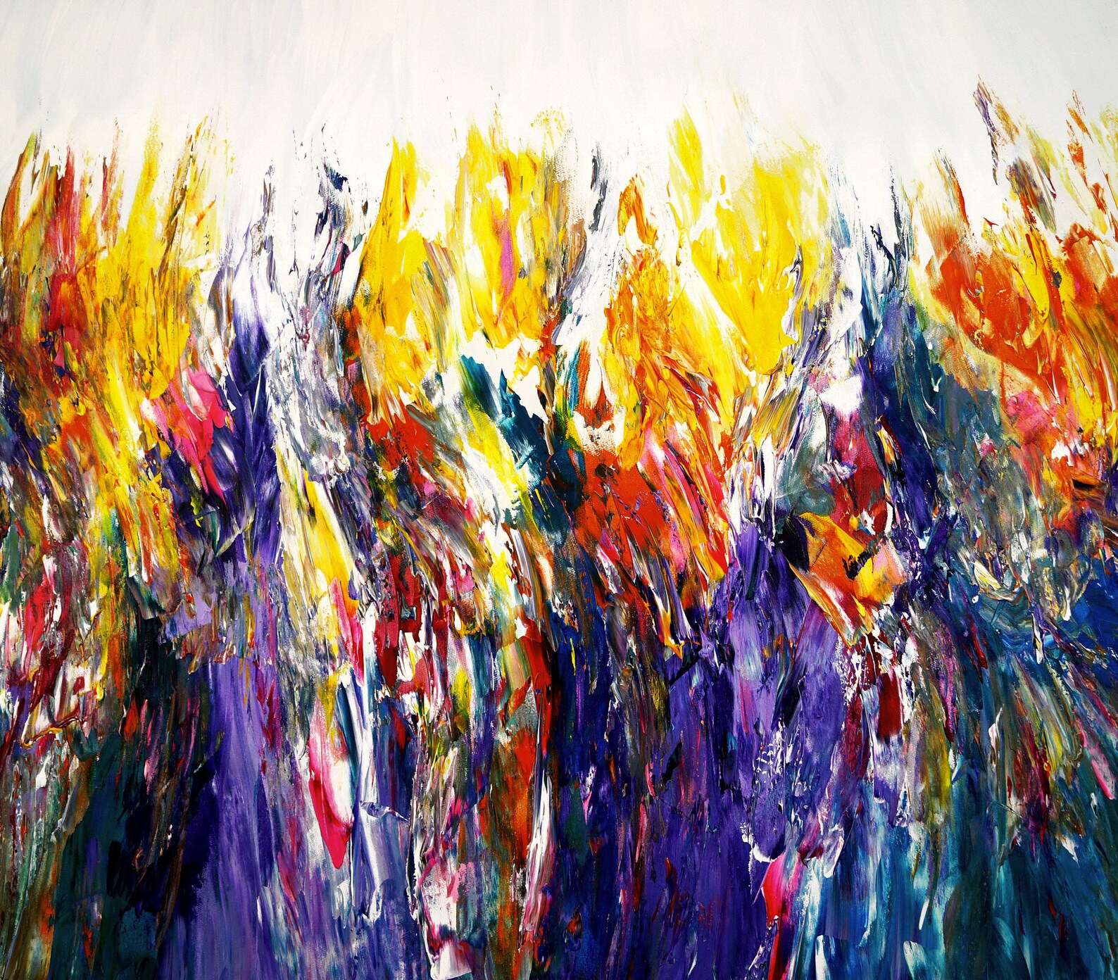 Colorful Intense Abstract Painting 61.0 X 31.5 Vibrant One of Original ...