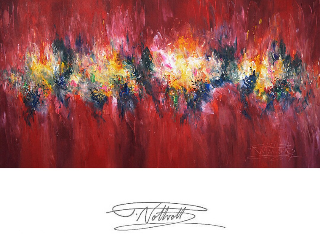 Colorful, Red, Large Artwork 57.0" X 31.5", Original Acrylic on Canvas ...