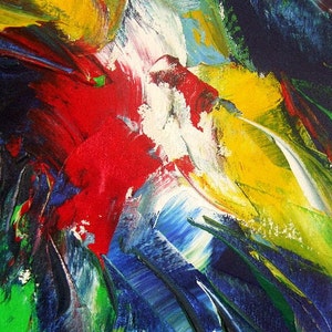 Colorful Abstract Painting, Acrylic on Canvas, 57.1" X 33.5" Original ...