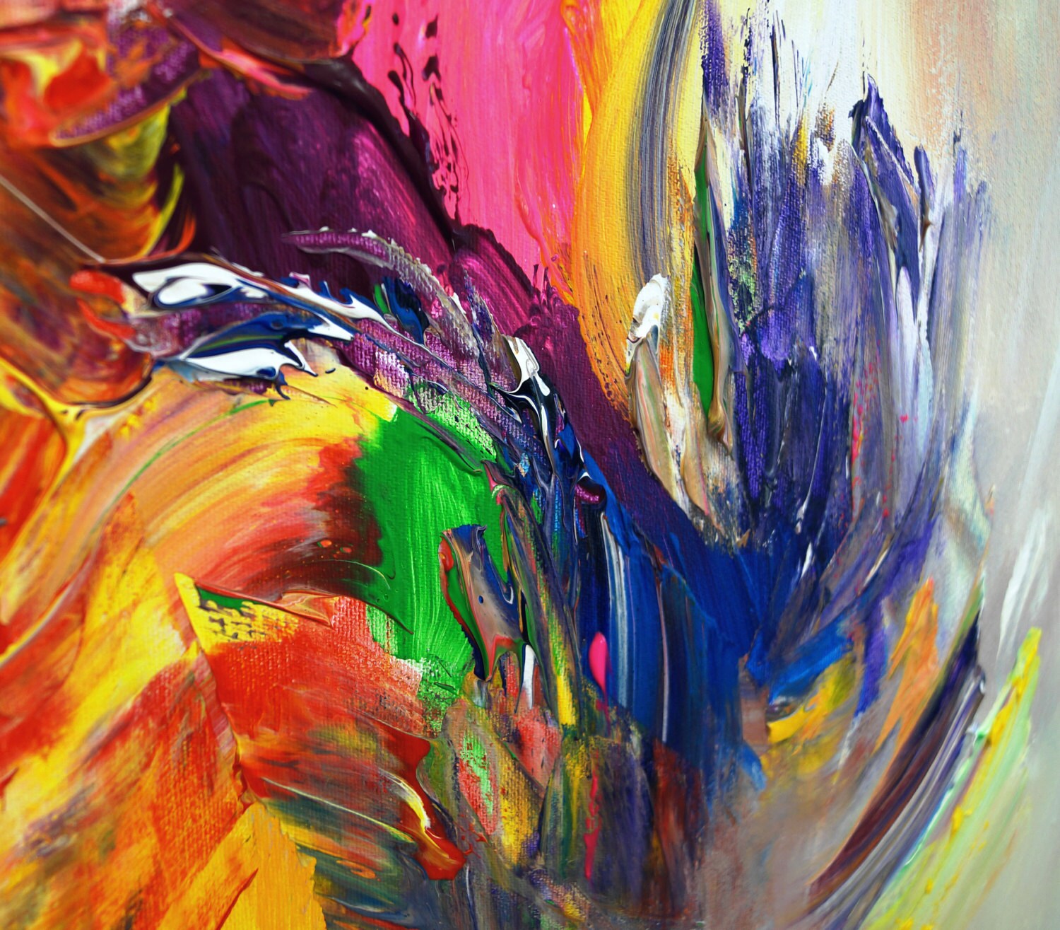 Large Vivid Colorful Artwork, Original XL, Acrylic on Canvas, is an ...