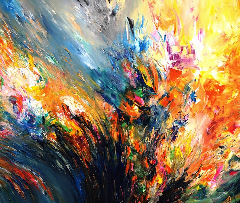 Very Large Abstract Painting on Canvas, Original, 196.8" X 78.8 ...