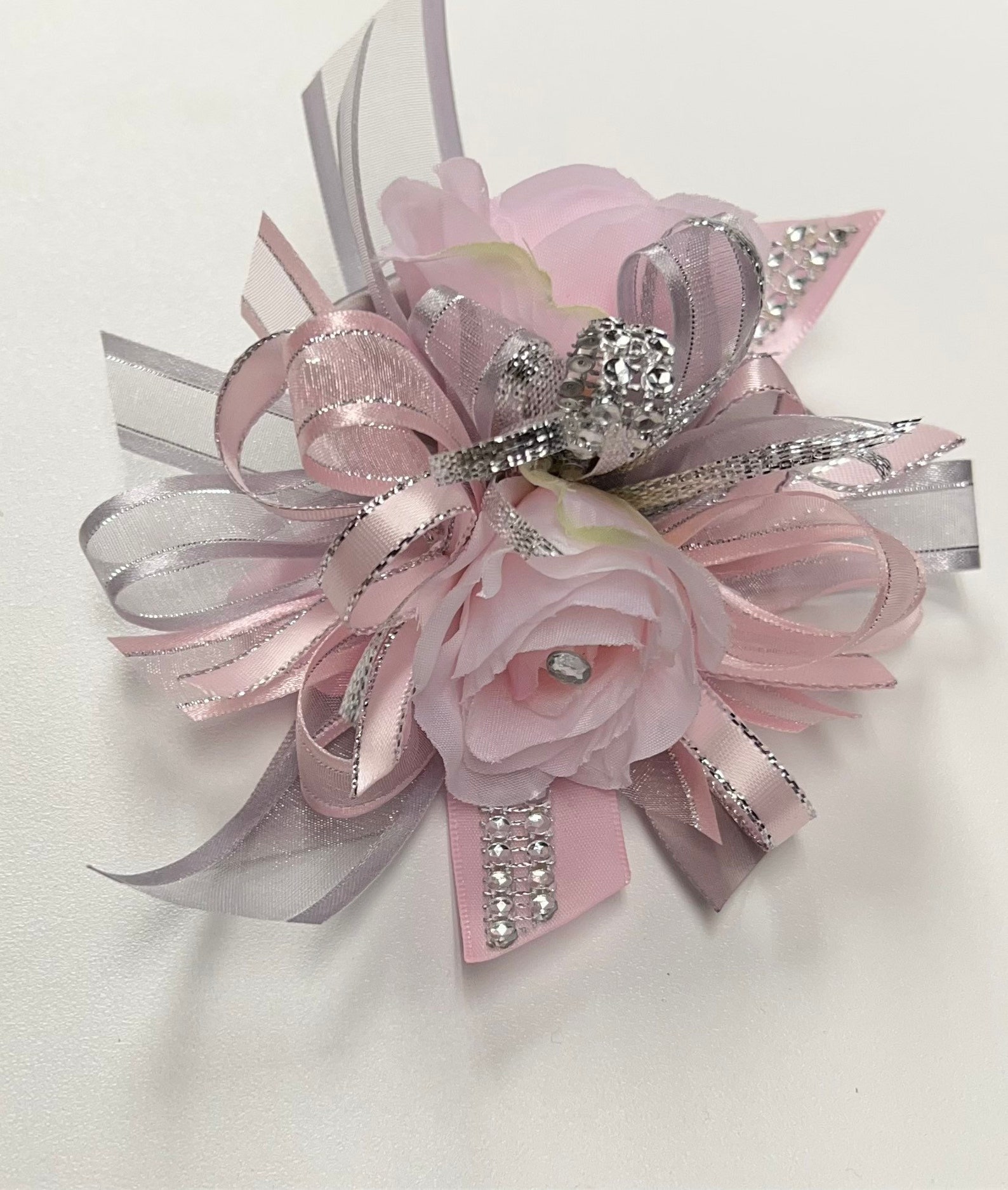 Wrist Corsage/ Light Pink and Silver Wrist Corsage/ Silver and - Etsy