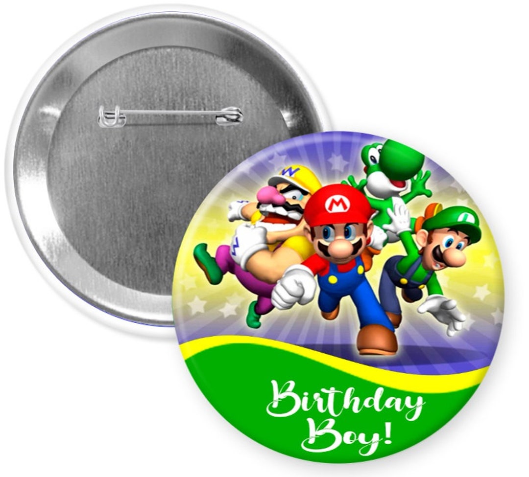 Super Mario/mario Birthday/pins Buttons/ Birthday/ Baby Shower/ Mario ...