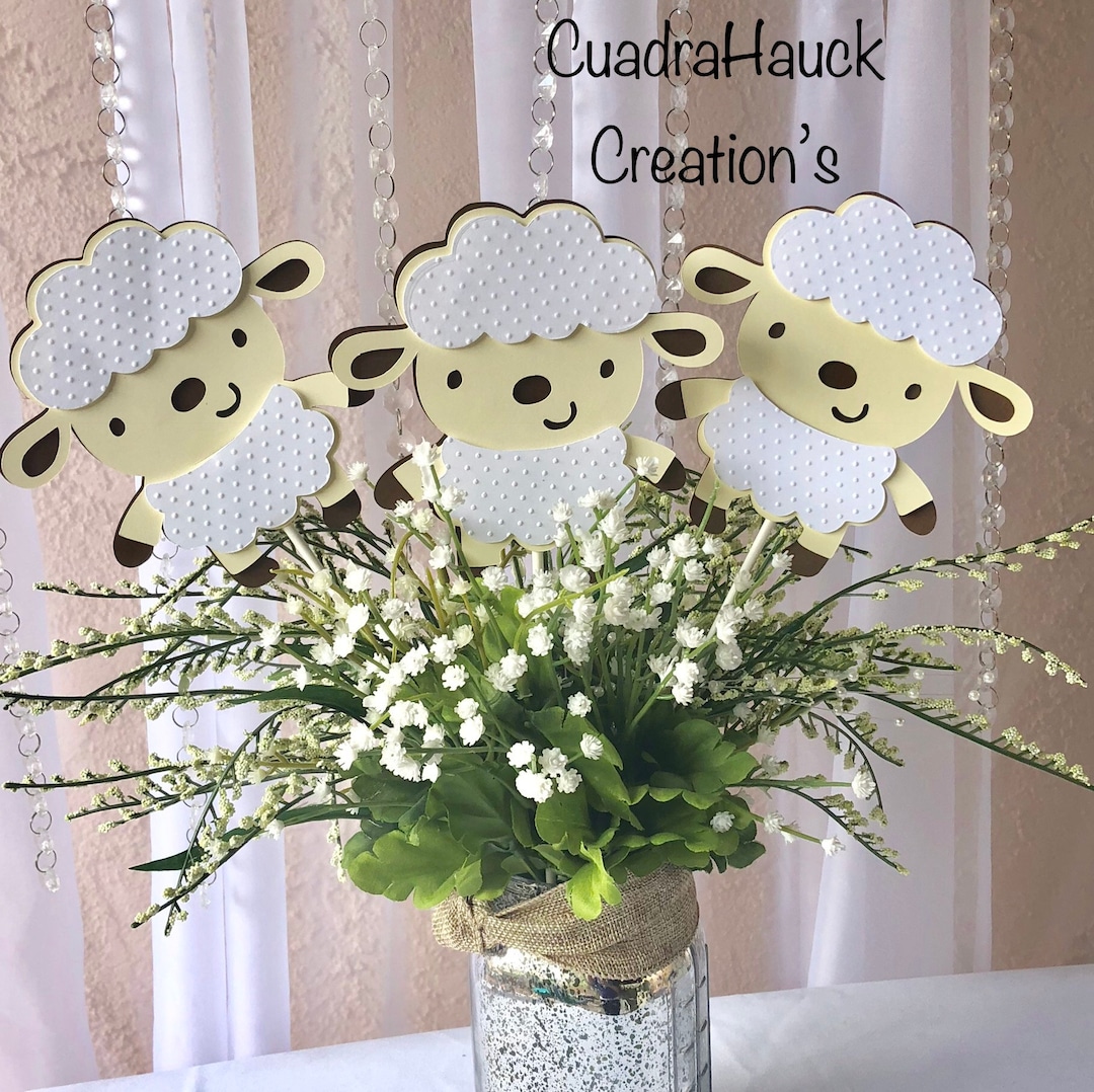 Lamb Centerpieces Stick/ Lamb Shapes/ Sheep Baby Shower/ Vanilla and ...