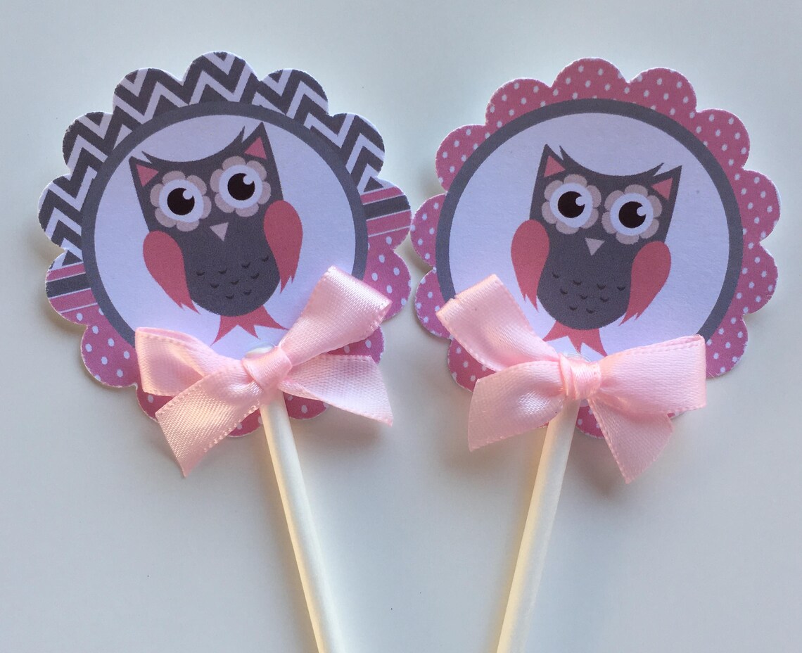 Owl Cupcake Toppers/ Baby Owl Cupcake Toppers/cupcake Toppers/ - Etsy
