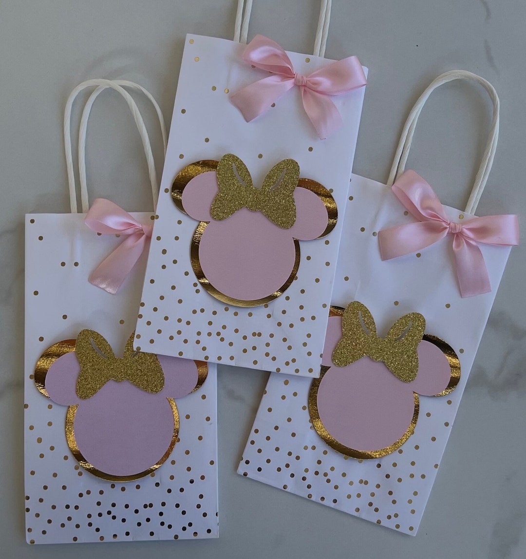 Party Favor Bag/minnie Favor Bags/gold and Light Pink Favor Bags/ Baby ...