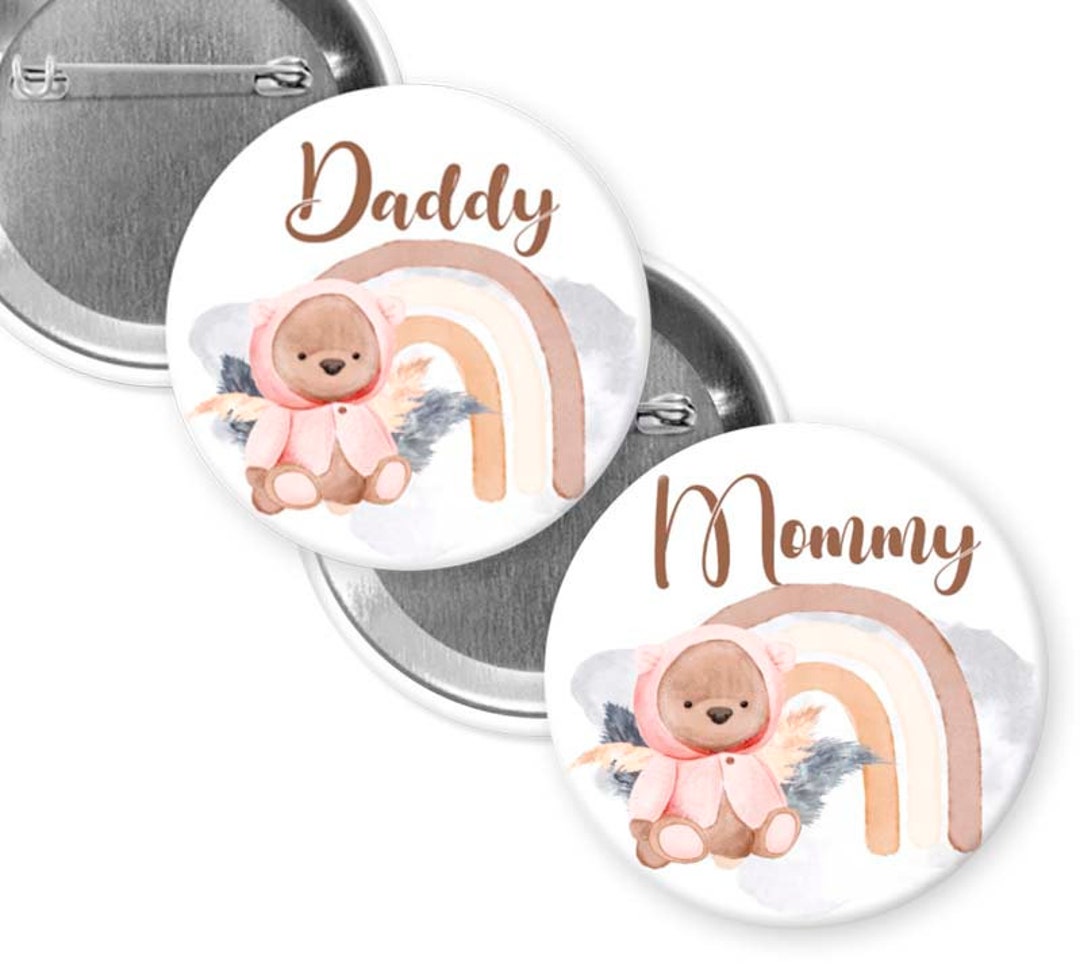 Bear/teddy Bear/baby Shower/ Teddy Bear/ Pampas/ Pins Buttons/ Mommy ...