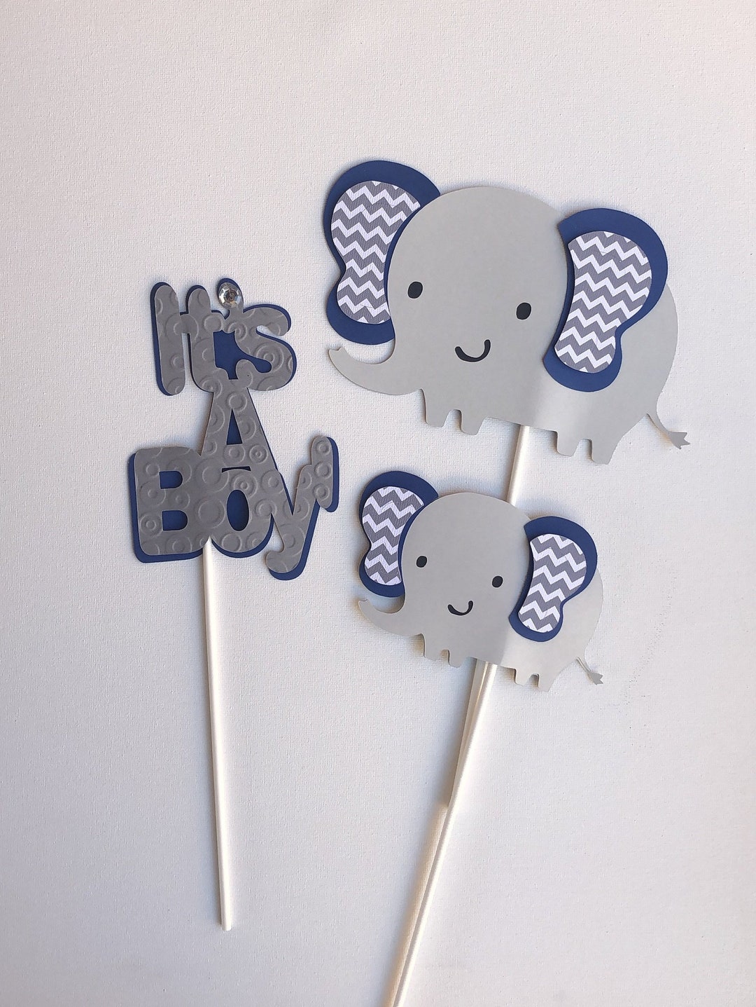 Elephant Baby Shower/ Elephant Centerpieces Stick/ Elephant Navy Blue ...