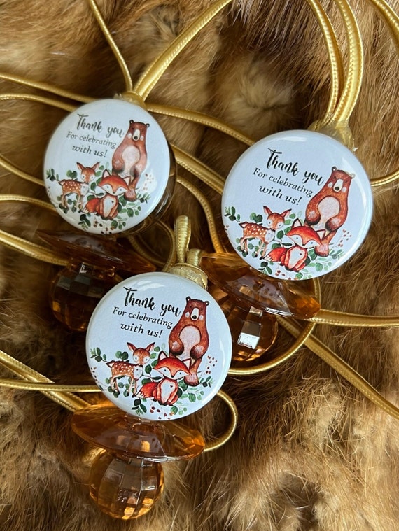 woodland/ woodland baby shower pacifiers/baby shower pacifier necklaces ...