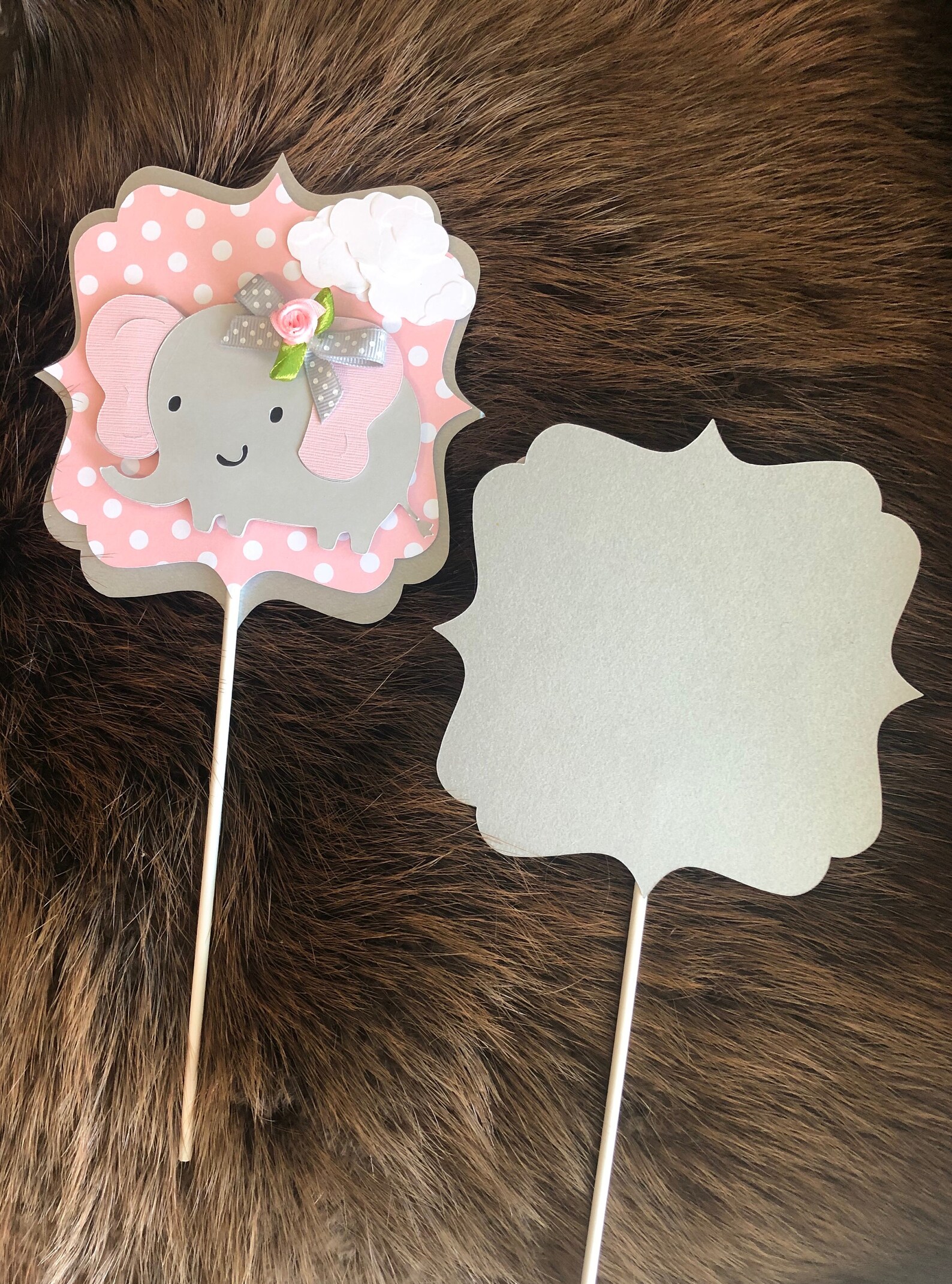 Elephant Centerpieces Stick / It's a Girl/ Pink and Gray/ - Etsy
