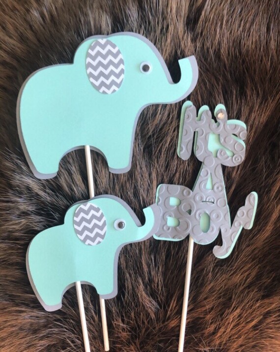 Elephant centerpieces stick/elephant baby shower/Peanut elephant /Gray ...
