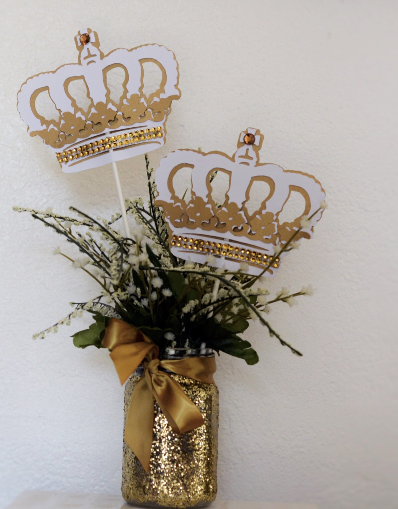 Royal Crown Centerpieces/ Crown Centerpieces Stick/ White and | Etsy