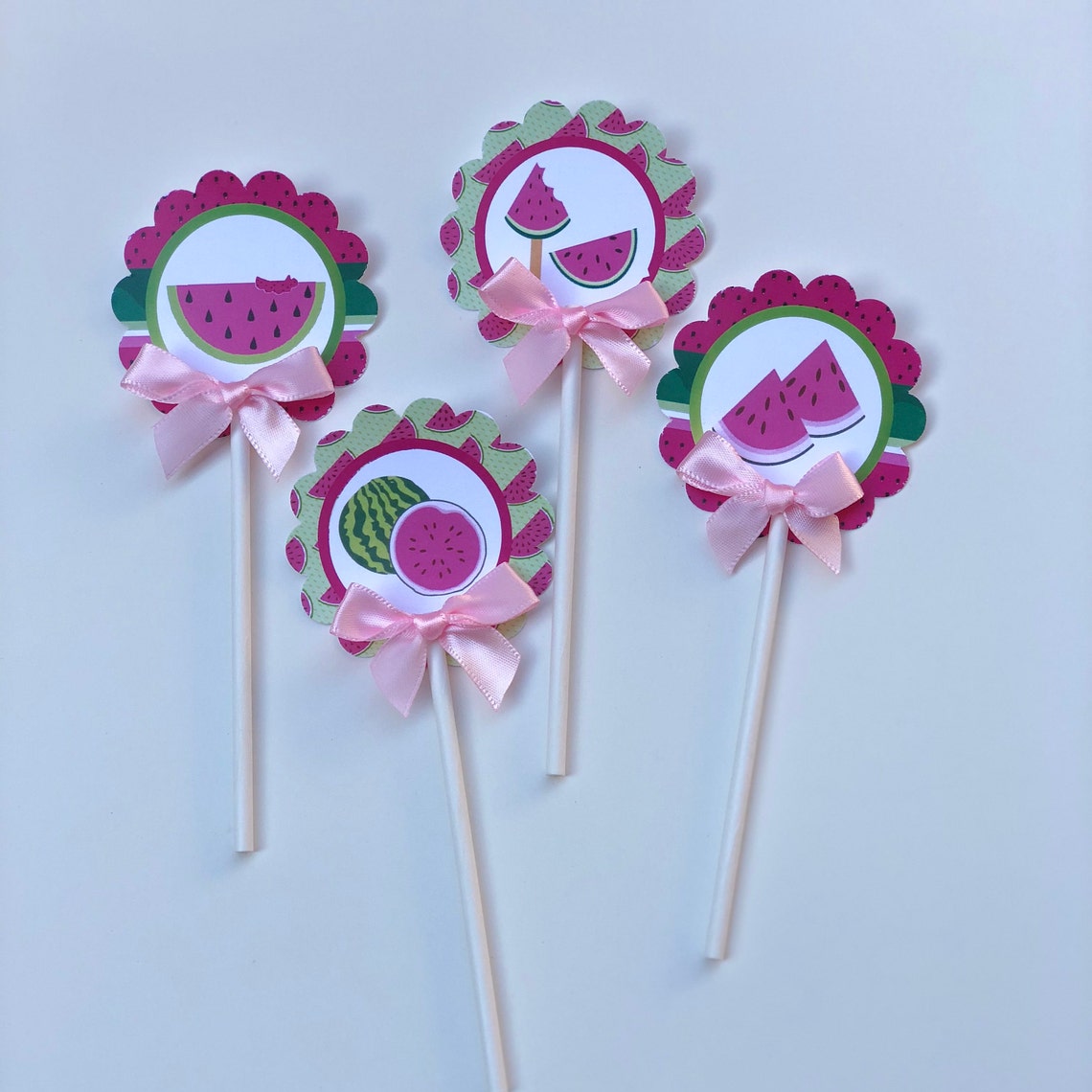 Watermelon Cupcake Toppers/summer Cupcake Toppers/ Pool Party - Etsy