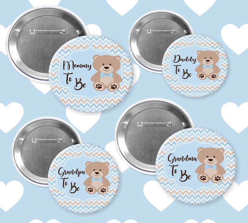 Teddy Bear Boy/teddy Bear Birthday Boy/ Pins Buttons/ Baby Shower ...