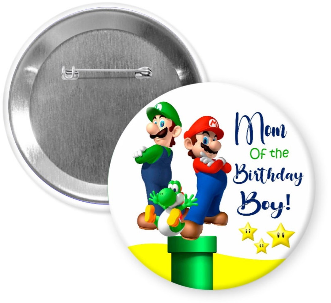 Super Mario/mario Birthday/pins Buttons/ Birthday/ Baby Shower/ Mario ...