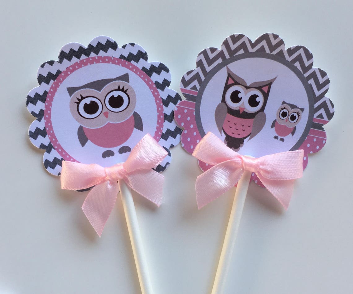 Owl Cupcake Toppers/ Baby Owl Cupcake Toppers/cupcake Toppers/ - Etsy