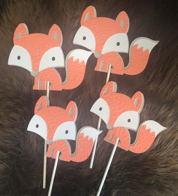 Woodland Baby Shower / Fox Centerpieces Stick/coral and Gray - Etsy