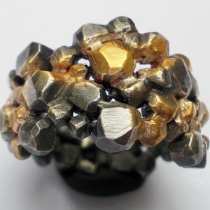 Silver Cocktail Ring-oxidized Sterling Silver-gold Plated-artisan ...