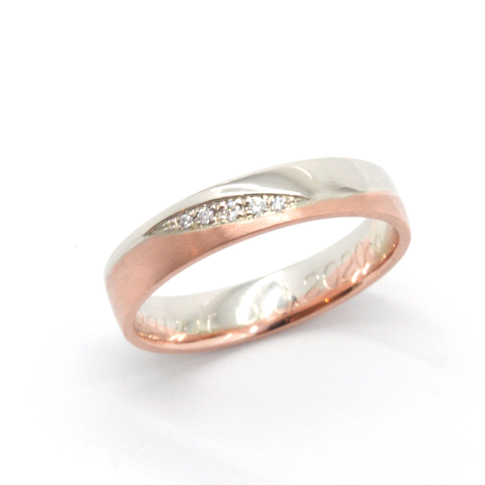 Two Tone 14k Solid Gold Wedding Ring Diamond Wedding - Etsy