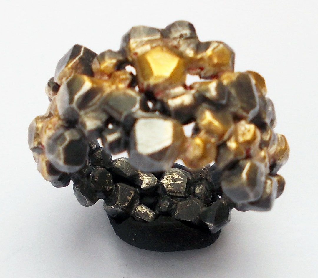 Silver Cocktail Ring-oxidized Sterling Silver-gold Plated-artisan ...