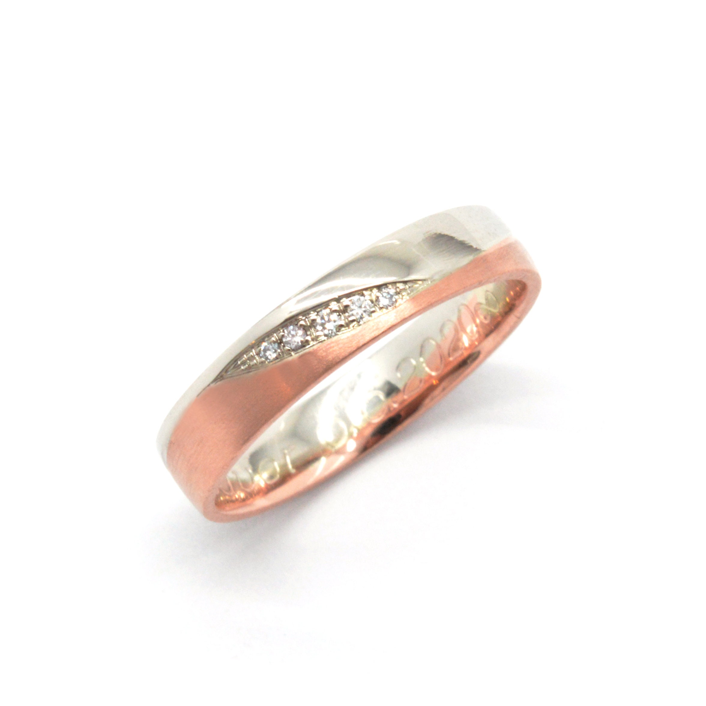 Two Tone 14k Solid Gold Wedding Ring Diamond Wedding - Etsy