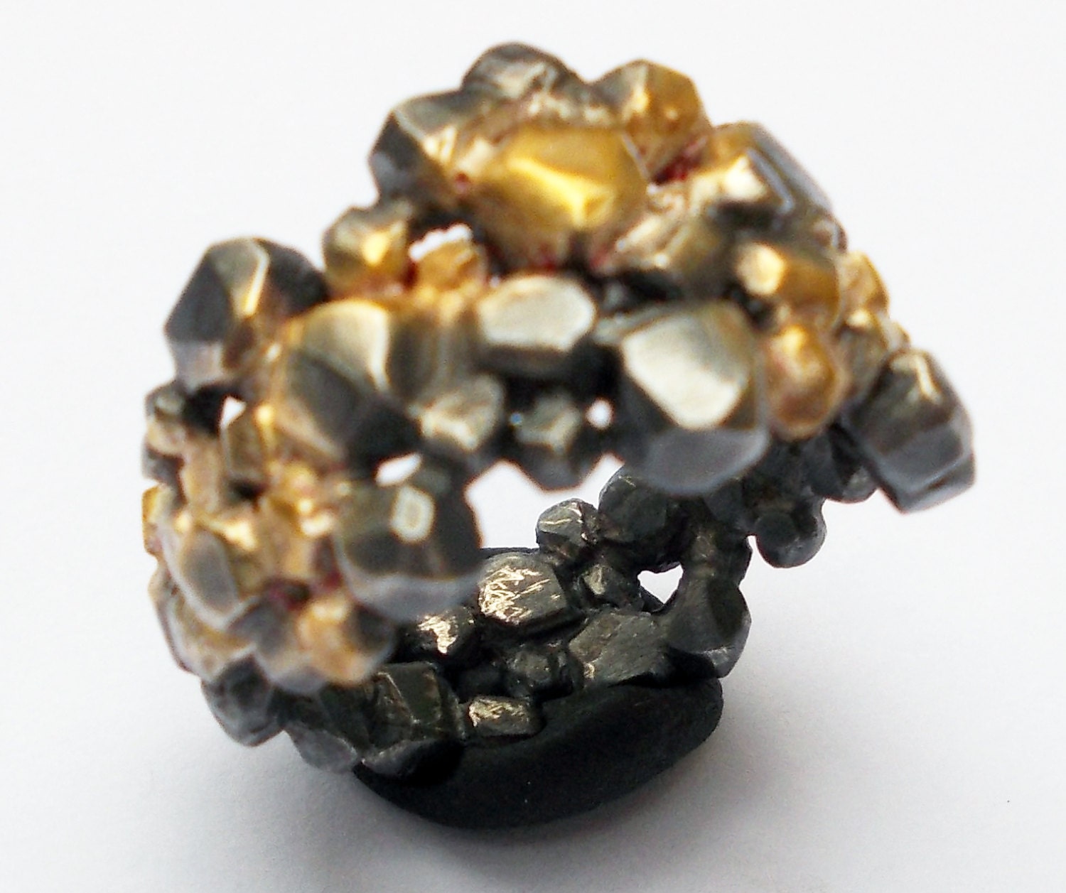 Silver Cocktail Ring-oxidized Sterling Silver-gold Plated-artisan ...