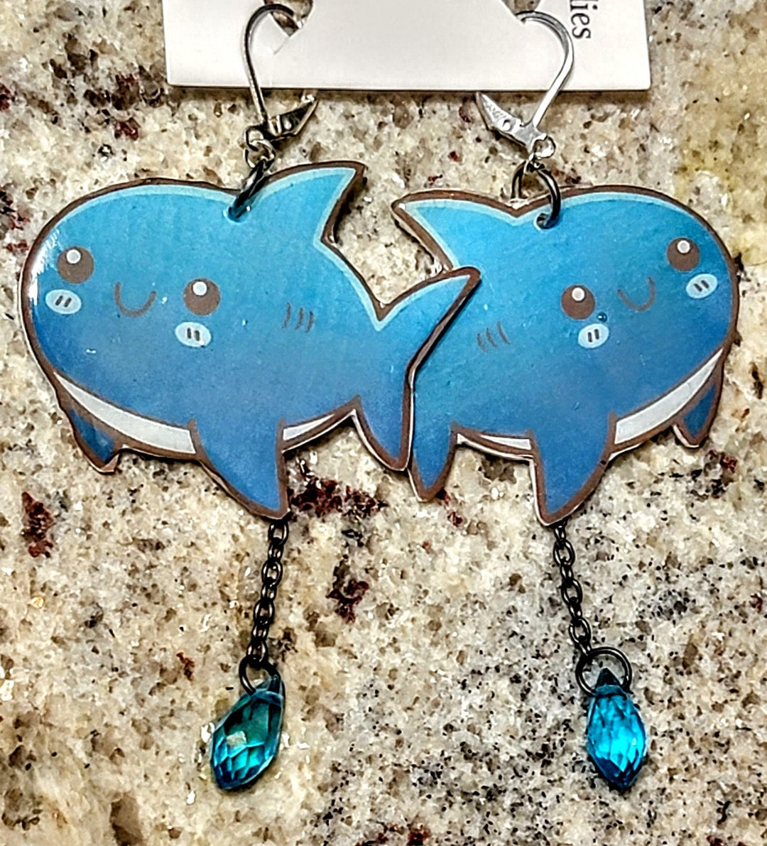 Baby Shark Do Do Do Dodododo. Whimsical Statement Earrings. - Etsy