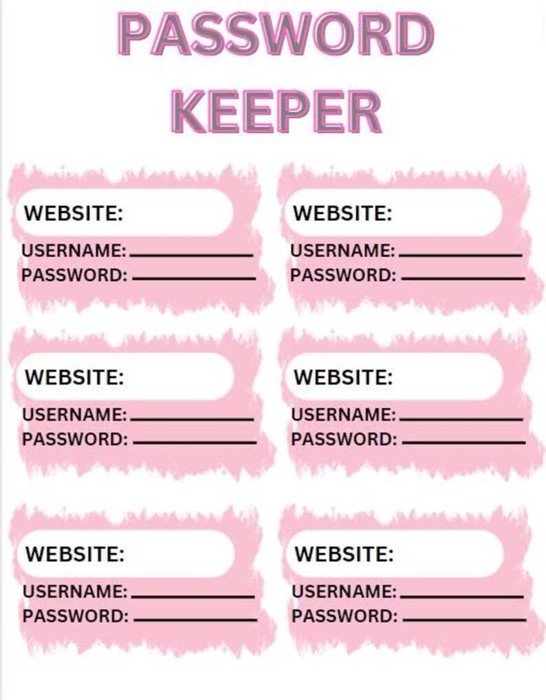 Pink and White Password Keeper - Etsy