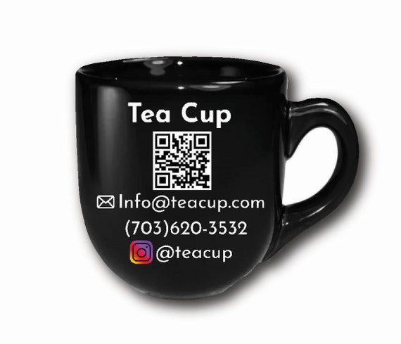 Tea Cup Business Cards With QR Code Coffee Mug Shaped - Etsy