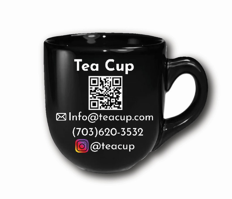 Tea Cup Business Cards With QR Code Coffee Mug Shaped - Etsy