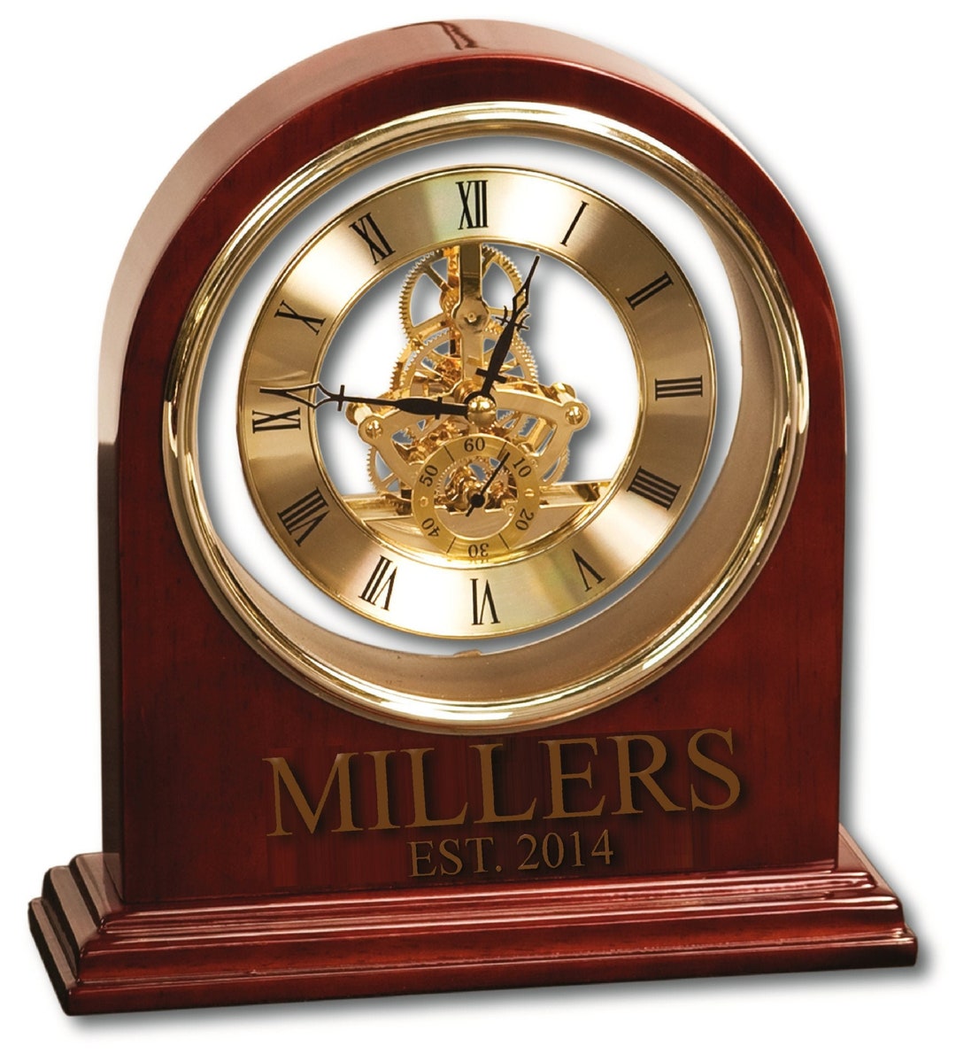 Personalized Desk Clock, Housewarming Gift, Custom Engraved Mahogany ...