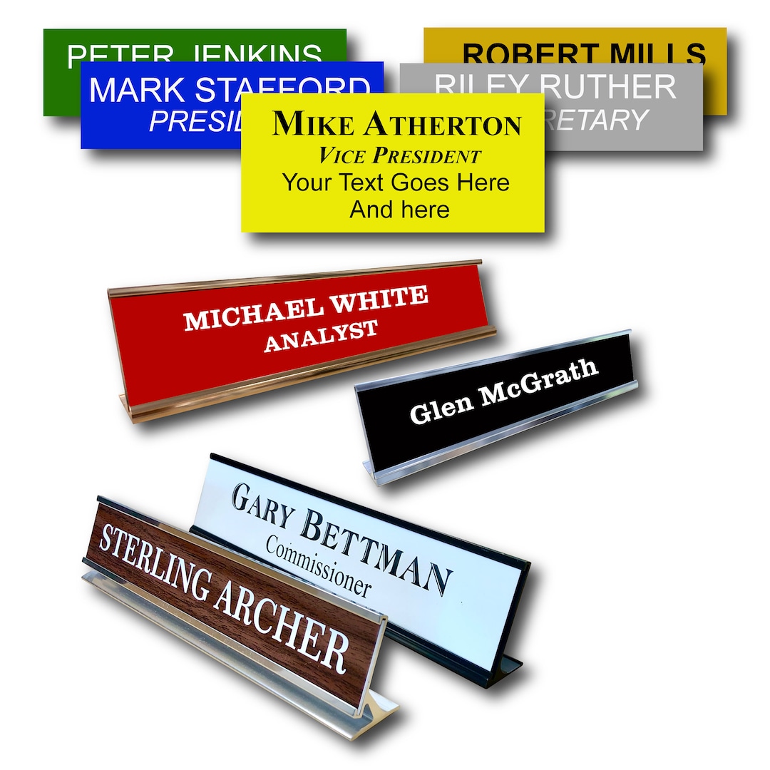 Name and Title Plate With Desk Holder - Custom Engraved Plastic Plate ...