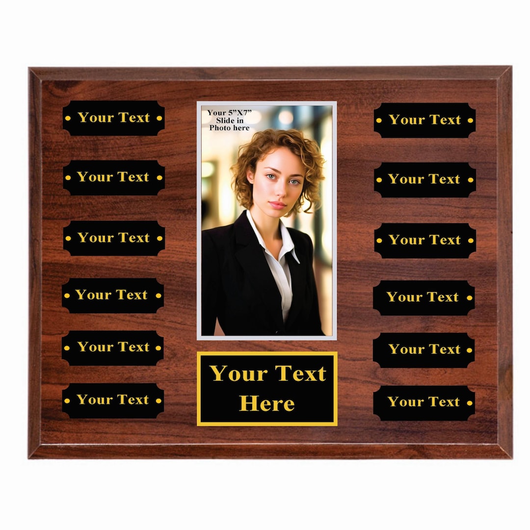 10.5X13 Photo Perpetual Plaque Award, Multiple Name Plates, 5"x7" Slide ...