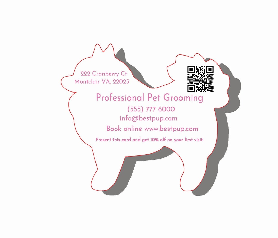 Pet Grooming Business Cards QR Code, Die Cut Business Cards, Dog ...