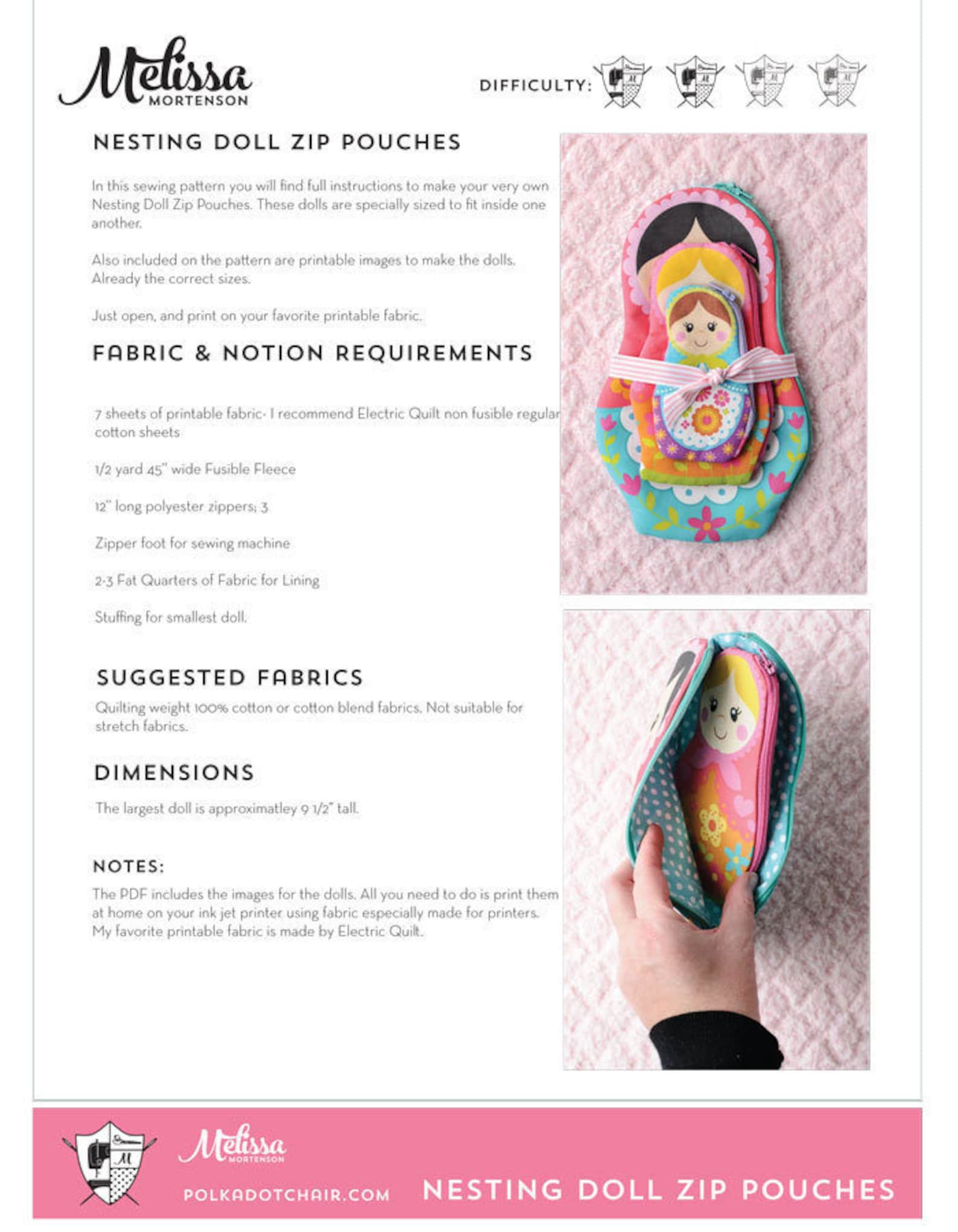 Nesting Dolls PDF Sewing Pattern and Printable Pattern Pieces - Etsy Canada