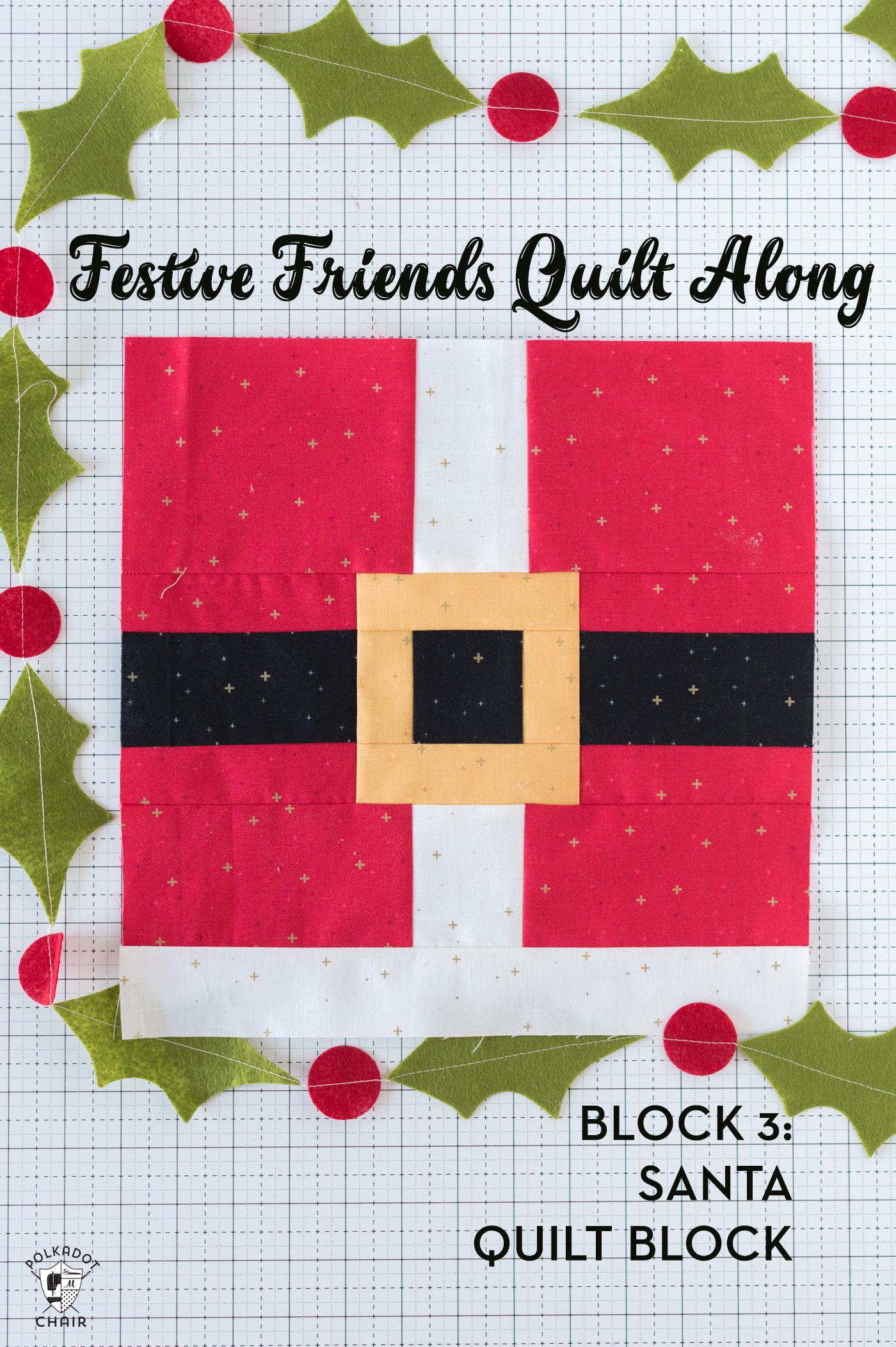 Santa Claus Quilt Block Pattern for Festive Friends Christmas Quilt ...