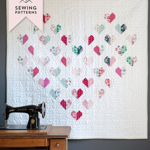 Iheart Chevrons Quilt Pattern PDF Valentine 5 Sizes Heart - Etsy