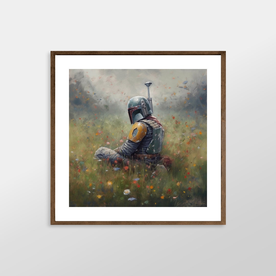 Boba Fett Star Wars Inspired Landscape Antique Vintage Oil Painting Art ...